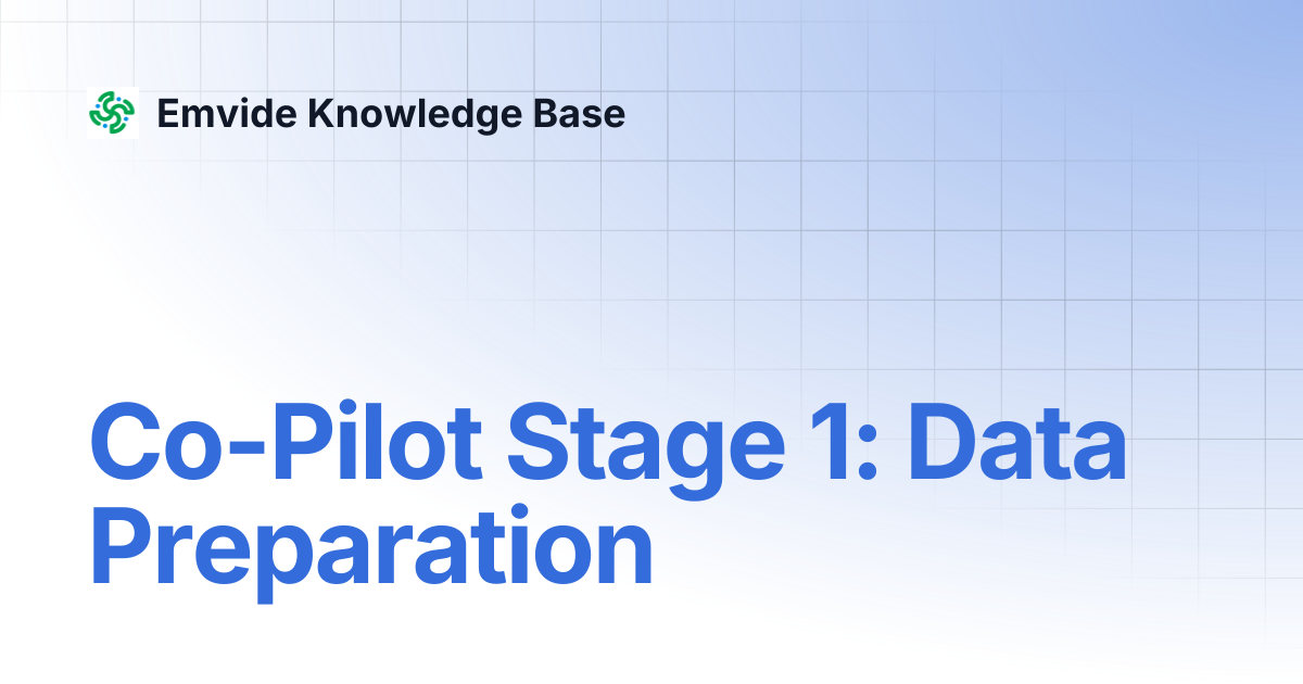 Co-Pilot Stage 1: Data Preparation | Emvide Knowledge Base